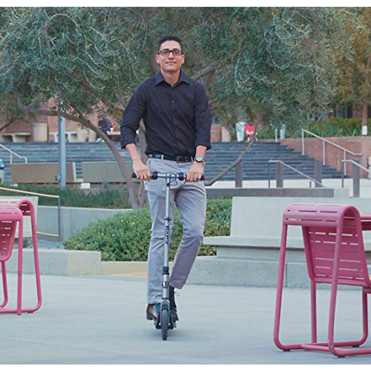 Razor E Prime Adult Electric Scooter - Up to 15 mph, 8" Airless Flat-free Tires, Rear Wheel Drive, 250W Brushless Hub Motor, Lightweight Aluminum Frame, Anti-Rattle System, Foldable