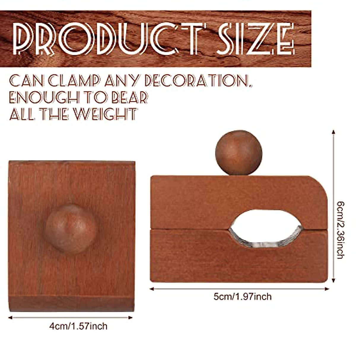 12 Pcs Quilt Wall Hangers Wooden Tapestry Hangers Wall Clips for Hanging Blanket Hanger Clamps Wall Quilt Holder with Screws and Expansion Tubes, Dark Brown