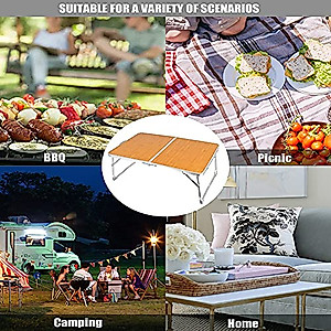 Hauunwey Folding Camping Tables Lightweight Sturdy Aluminum Outdoor Folding Table with Carrying Bag for Camp, Picnic, Beach(Small)