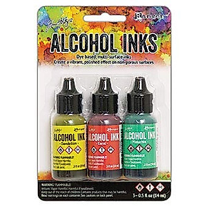 Ranger Tim Holtz Alcohol Ink Bundle - Tropics Set 11 Bottles, 05 fl oz - Acid Free, Multi-Surface Inks, Precision Tip for Easy Application - Bonus Purple Turtle Detail Sticks