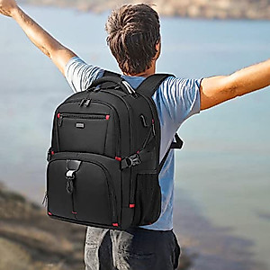 DUSLANG 50L Travel Laptop Backpack for Men Women, Water Resistant Carry on Backpack for Weekend Airline Approved for Business Work Backpack with USB Charging Port Fits 17 Inch Computer, Black