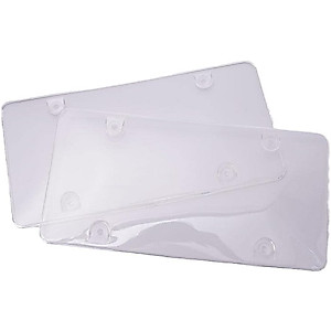 2Pcs Clear Unbreakable License Plate Shields Plate Cover License Shell Protective Modified Transparent License Plate Frames License Plate Frame Carbon Fiber License Plate Frame with Fastening Screws
