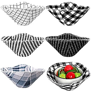 Microwave Bowl Holders Set of 5, Microwave Safe Hot Bowl Holder Multipurpose Heat Resistant Fruit Geometric Pattern Bowl Pot Holder Polyester Sponge Bowl Pads Plate Dish Pads for Soup Bowl (Geometric)