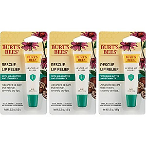 Burt’s Bees Lip Balm Rescue Lip Relief - Relieves Extremely Dry Lips with Moisturizing Shea Butter & Echinacea, 100% Natural Origin (3 pack)