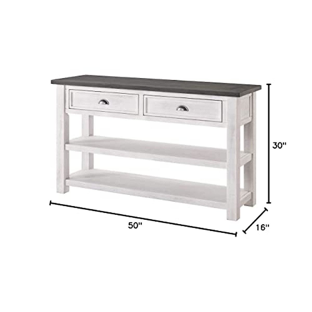 Martin Svensson Home Monterey Solid Wood Sofa Console Table White with Grey Top