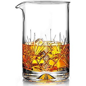 Mofado Weighted Crystal Cocktail Mixing Glass - 18oz 550ml - Thick, Stable, Heavy Hand Blown Crystal - Premium Seamless Design - Professional Quality