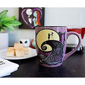 Silver Buffalo Disney The Nightmare Before Christmas Love Never Dies 25-Ounce Ceramic Mug | BPA-Free Large Coffee Cup for Espresso, Caffeine, Beverages, Home & Kitchen Essentials and Collectibles