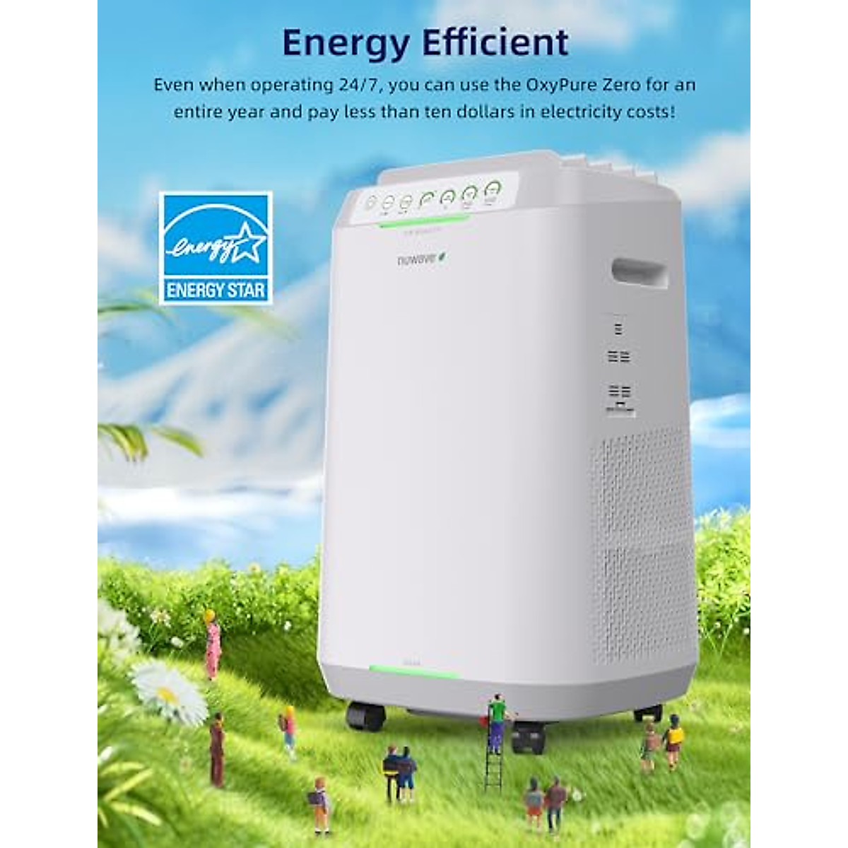 Nuwave OxyPure ZERO Air Purifiers with 20 Yr Washable and Reusable Bio Guard Tech Air Filter, Large Room Up to 2002 Ft², Air Quality Monitor, 0.1 Microns, 100% Capture Allergies, Smoke, Dust, Pollen