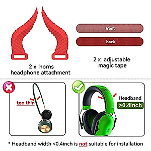 TOLUOHU Cool Horn Headphone Attachment for All Over-Ear Headphones, Cosplay Photo Gaming Headset Props for E-Sports Gamers & Audio Anchors with Adjustable Accessories ( Red )