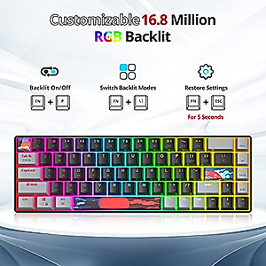 Owpkeenthy Portable 60% Percent Mechanical Gaming Keyboard, Mini Wired Ultra Compact RGB 68 Keys Office Keyboard with Red Switch Backlit for PC/PS5/XBOX(Dark/ 68 Red Switch)