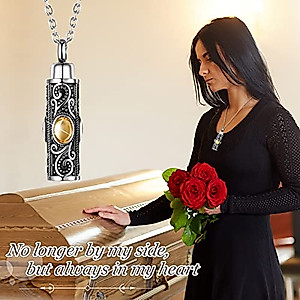 8 Pieces Cylinder Urn Necklace for Ashes Cremation Urn Pendant Necklaces Keepsake Necklace for Ashes Charm Stainless Steel Crystal Cremation Necklace PET Memorial Jewelry with Funnels for Men
