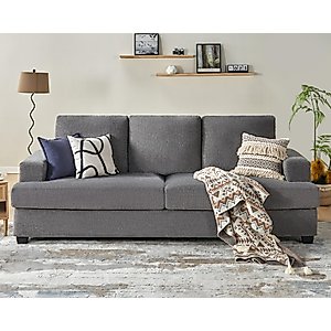 AMERLIFE 97 inch Sofa, Deep Seat Sofa-Contemporary Chenille Sofa Couch, 3 Seater Sofa for Living Room-Oversized Sofa, Grey Comfy Sofa