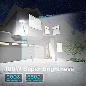 Olafus 100W Flood Lights Outdoor, 9000LM Super Bright LED Flood Light, IP65 Waterprooof Outdoor Flood Light Fixture, 3 Adjustable Heads, 6500K Daylight White Exterior Security Lights for Yard, Garage