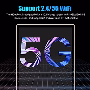 MAVIS LAVEN 10.1in Tablet, Golden 8GB RAM 256GB ROM 1920x1200 Portable Tablet for Reading (US Plug)