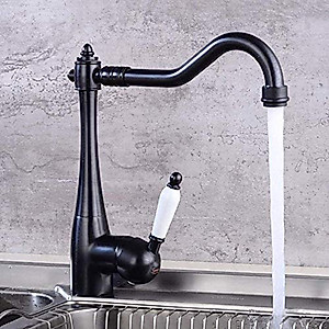 Bathtub Faucet Nostalgia Kitchen Mixer Sink Faucet Country House,Single Lever Mixer Water Tap with Ceramic Brass Handles,360 ° Swivel Ceramic Handles