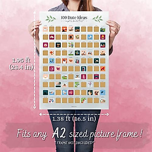 WISHMEAD 100 Dates Scratch Off Poster - Bucket List - Couples Games Date Night Ideas - Wedding Gifts for Couple Games for Couples Gifts - Valentines Day Gifts for Him - Engagement Gift Relationship