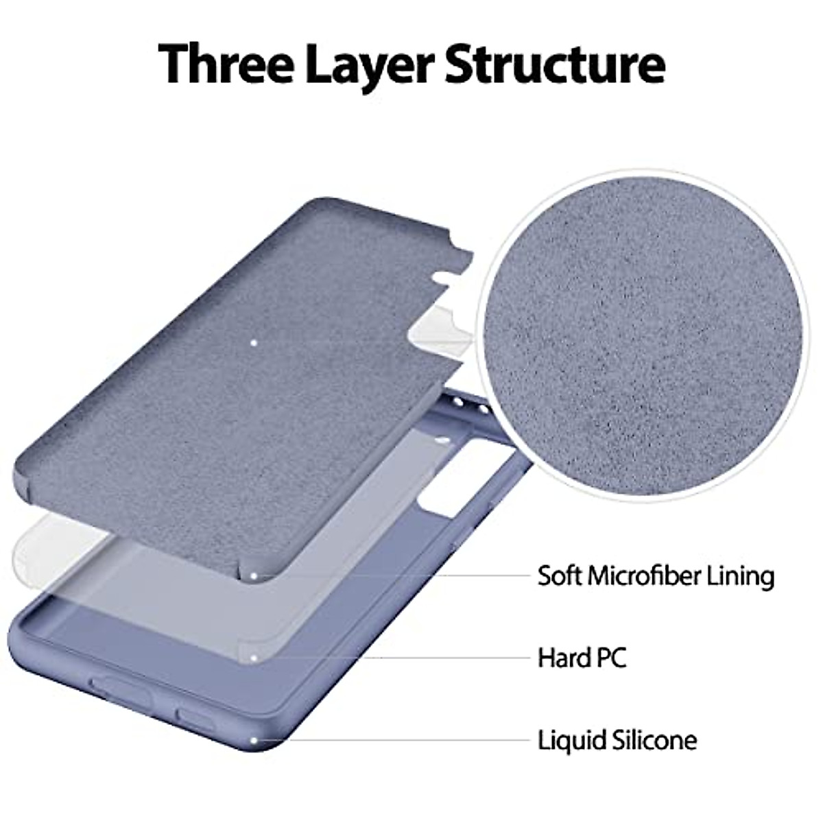 GOOSPERY Liquid Silicone Case for Galaxy S21 Case(6.2 inches) Silky-Soft Touch Full Body Protection Shockproof Cover Case with Soft Microfiber Lining - Lavender Grey