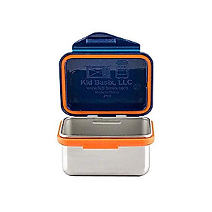 Kid Basix Safe Snacker, Reusable Stainless Steel Lunchbox Container for Kids & Adults, Reusable Food Container, BPA Free, Dishwasher Safe, 7oz, Navy