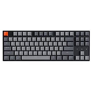 Keychron K8 Hot-swappable Wireless Bluetooth/Wired USB Mechanical Keyboard with Gateron G Pro Blue Switch/White LED Backlight/N-Key Rollover, Tenkeyless 87-Key Computer Keyboard for Mac Windows