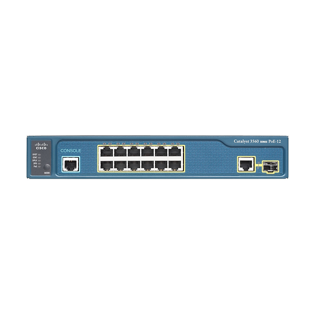 Cisco Catalyst 3560CX-12PC-S Network Switch, 12 Gigabit Ethernet (GbE) Ports, 8 PoE+ Outputs, 240W PoE Budget, 2 1G SFP and 2 1G Copper Uplinks, Enhanced Limited (WS-C3560CX-12PC-S)