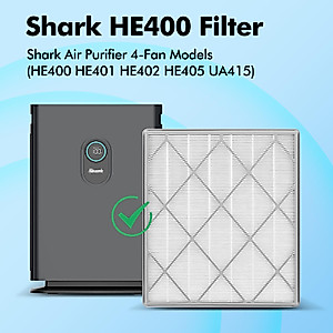 1 Pack HE401 Filter Replacement for Shark Air Purifier 4, HE401 HE402 HE405 HE400 Filter with Pre-Filter, Activated Carbon Filter and H13 True HEPA Filter