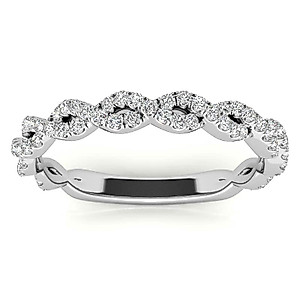 Excellent Round Brilliant Cut 0.38 Carat, Moissanite Diamond Promise Band, Prong Set, Eternity Sterling Silver Band, Valentine's Day Jewelry Gift, Customized Band (4)
