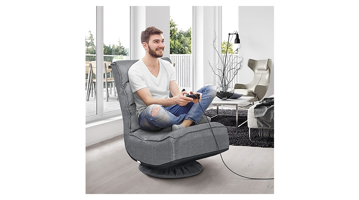 Giantex Swivel Gaming Floor Chair - 6-Pos Adjustable & Folding