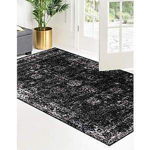 Rugs.com Monte Carlo Collection Rug – 8' x 10' Black Medium Rug Perfect for Living Rooms, Large Dining Rooms, Open Floorplans