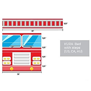 Muravie Firetruck Kura Bed Sticker, Bus Kura Bed Decal, Red Truck Kura Bed Decal, Mural Sticker, Home Decor, Kids Room Peel And Stick (Witch Steps US/CA/AU, Firetruck Kura Bed)