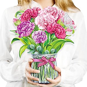 Airpark Pop Up Flower Cards, Beloved Carnation, 12inch Forever Flower Bouquet 3D Popup Greeting Cards with Note Card & Envelope for Birthday, Thank You Cards for Her Lover Friends