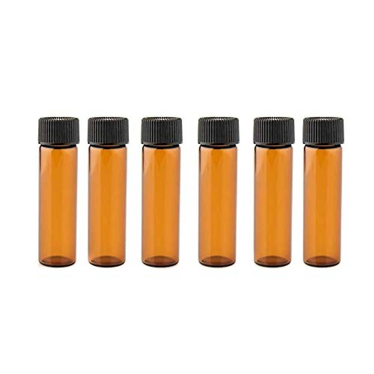 24PCS Empty Mini Amber Glass Essential Oil Bottles with Black Screw Cap and Orifice Reducer Sample Trial Packing Perfumes Lab Chemicals Cosmetic Containers Makeup Vials Travel Set(5ML/0.17OZ)