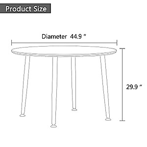Wlvos 44.8" Round Dining Table for 4-6, Wood Round Kitchen Table with Powder Coating Adjustable Heigh Legs, Suitable for Living Room, Kitchen & Dining Room, Waiting Room, Natural