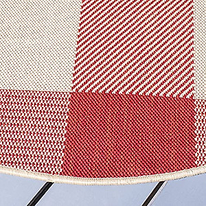 SAFAVIEH Courtyard Collection 4' Round Red/Bone CY6201 Plaid Indoor/ Outdoor Patio Backyard Mudroom Area Rug