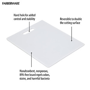 Farberware Plastic Cutting Board, 8x10 Inch, White