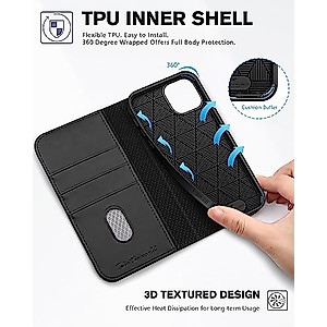 TUCCH Case Wallet for iPhone 14 6.1", [3 Card Holder] Slots Folio PU Leather Cover, [RFID Blocking] Stand Flip Case with [TPU Shockproof Interior Case] Compatible with iPhone 14 2022, Classic Black