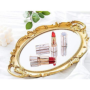 Sooyee Decorative Tray,Bathroom Tray Vanity Tray Decor, Gold Tray Mirror Tray for Dessert Table,Coffee Table,Vanity,Home Decor,Serving Tray with Handle