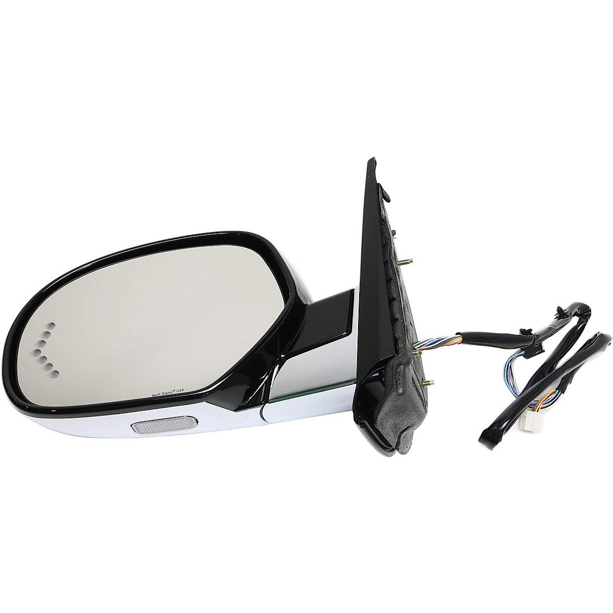 Kool Vue Driver & Passenger Side Power Heated Mirrors for Cadillac Escalade Escalade ESV 2007-2014 Power Fold With Signal Light, Memory & Puddle Lamp; Without Blind Spot Monitor Chrome