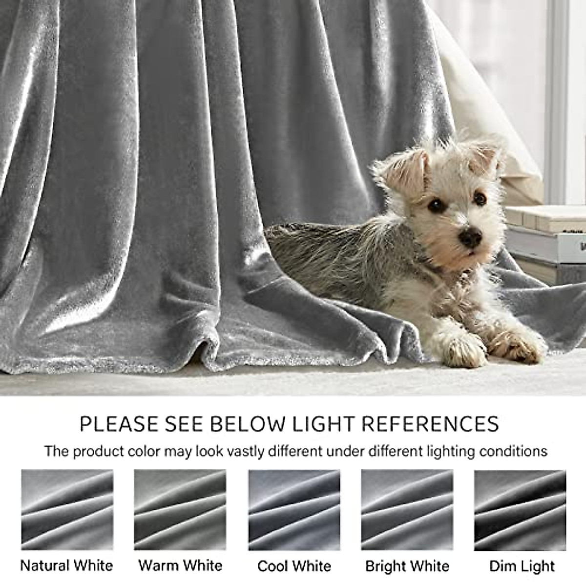 Comaza Flannel Fleece Throw Blanket- Lightweight Extra Soft & Cozy Bed Blanket Microfiber Flannel Fuzzy Blanket for Couch and Sofa.(Grey,90x90 inches)