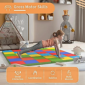 Kids Play Mat Foam Play Mat for Baby, Foldable Baby Foam Play Mat, Waterproof Non-Slip PVC Crawling Mat Suitable for Children's Room, Living Room, Kindergarten Or Nursery (Assorted)