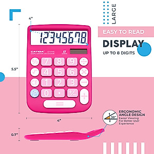 CATIGA CD-8185 Office and Home Style Calculator - 8-Digit LCD Display - Suitable for Desk and On The Move use. (Pink)