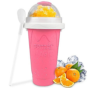 Slushy Maker Cup - Travel Slushie Cup, TIKTOK Quick Freeze Magic Cup, Double Layer Slushy Cup, Cooler Smoothie Silicon Cup, Mini Ice Cream Maker, Slushies - Pink.