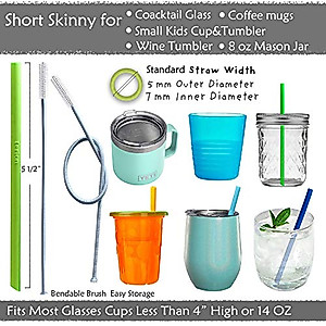 Tegion Thin Short Reusable Toddlers& Kids Silicone Straws for The First Years Take & Toss Spill Proof Straw Cup,10-14 oz Small Tumbler (Girls Color)