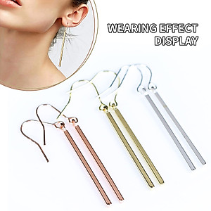 Vertical Bar Dangle Earrings for Women Minimalist Gomggsale Women's Drop Dangle Earrings Simple Geometric Jewelry (Rose Gold)