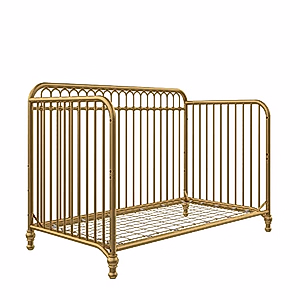 Little Seeds Raven 3-in-1 Convertible Metal Crib, JMPA Certified, Gold