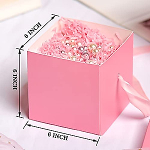 GP SUP 6”×6”×6”Pink Gift Boxes with Lids,12 Pcs Beautiful Squared Boxes with Ribbon Perfect for Weddings,Christmas, Birthday,Valentines Day