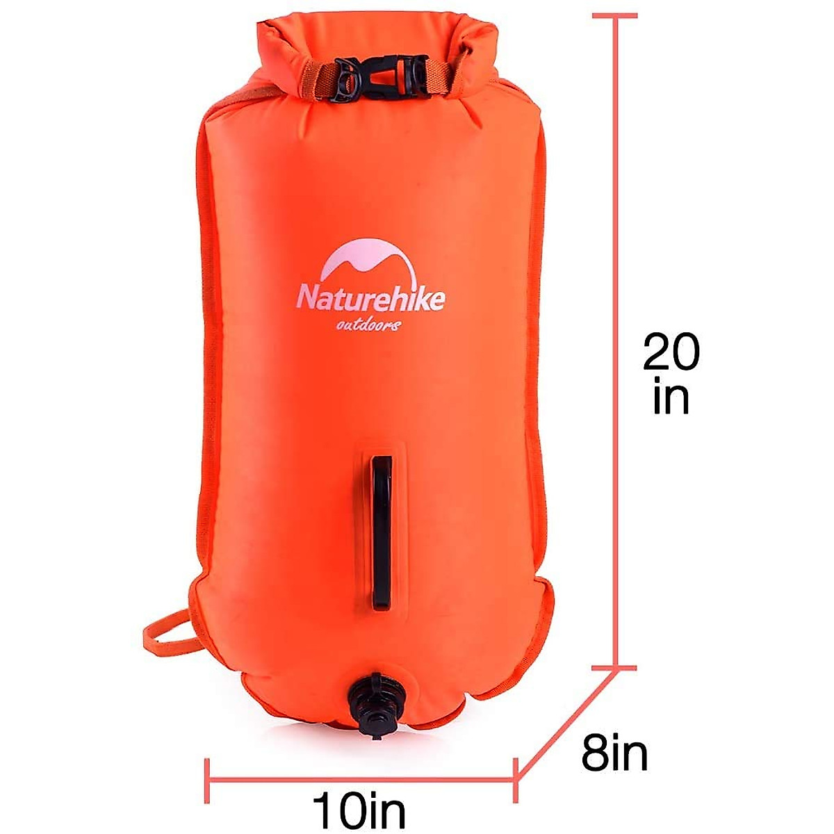 Naturehike 28L High Visible Safety Swim Buoy - Ultralight Bubble Tow Float and Dry Bag for Open Water Swimming Kayaking Snorkeling Diving Trailing with Adjustable Waist Belt (Fluorescent Orange)