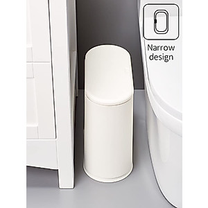 Baosia 12 Liter White Rectangular Plastic Trash Can Wastebasket with Press Type Lid,3.2Gallon Slim Trash Bin,Narrow Trash Can Waste Bins for Bedroom, Bathroom, Office,Kitchen，Powder Room