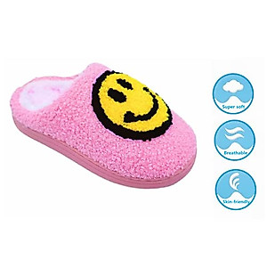 Jcgosmn Smile Face Kids Slippers Unisex-Child Toddlers House Slippers for Kids Waterproof Sole Fuzzy Slide Boys Girls Slip-on Shoes