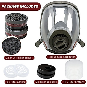 GZYZAMZ Anti-fog Full Face Respirator Gas Mask - with PA1 Activated Carbon Filters, Nuclear Gas Mask, Protection for in Organic Gas, Paint Spary, Chemical, Woodworking and other Work Protection