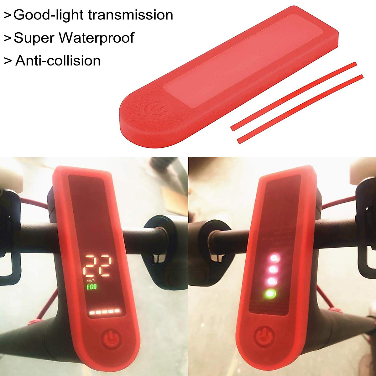 Chuancheng 4 Pack Silicone 3D Printed Protector Waterproof Accessory Kit for Xiaomi M365 / M365 Pro Electric Scooter Include 1 Dashboard Cover, 1 Anti-Collision Strip, 1 Line Pipe, 1 Hook Cover